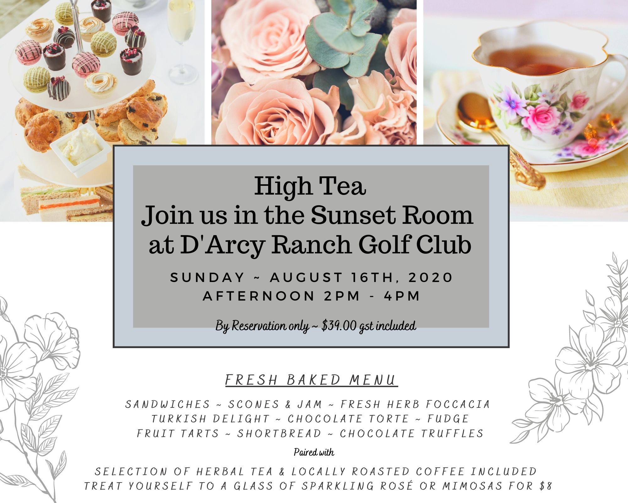 High Tea - August 16th - D'Arcy Ranch Golf Club
